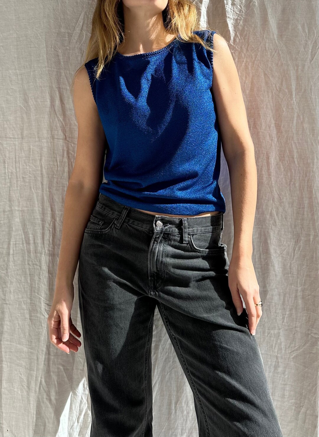 Vintage ‘60s Metallic Cobalt Blue Shell Tank / Womens AU 8-10 (small ...