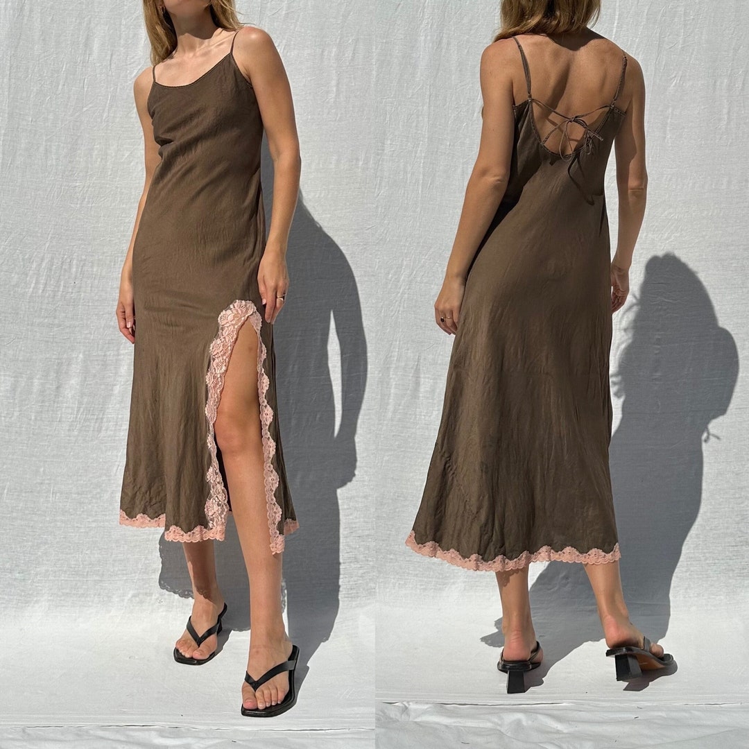 Vintage 90s Silk and Lace Slip Dress / Womens AU 8 small - Etsy