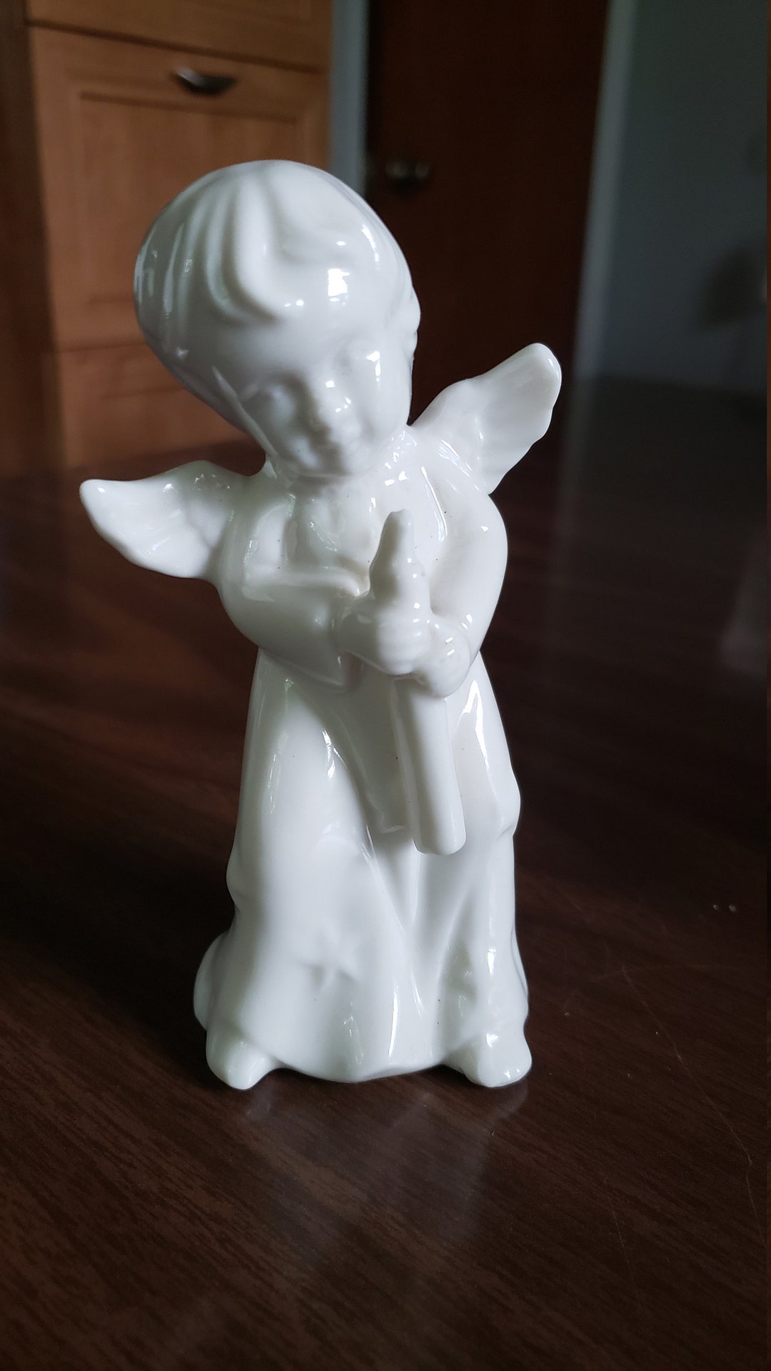 White Figurine Angel Holding a Candlestick - Etsy