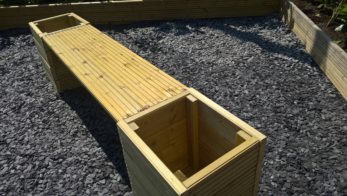 Large Garden Planter Bench Seat Combination 2M Length Wooden - Etsy UK