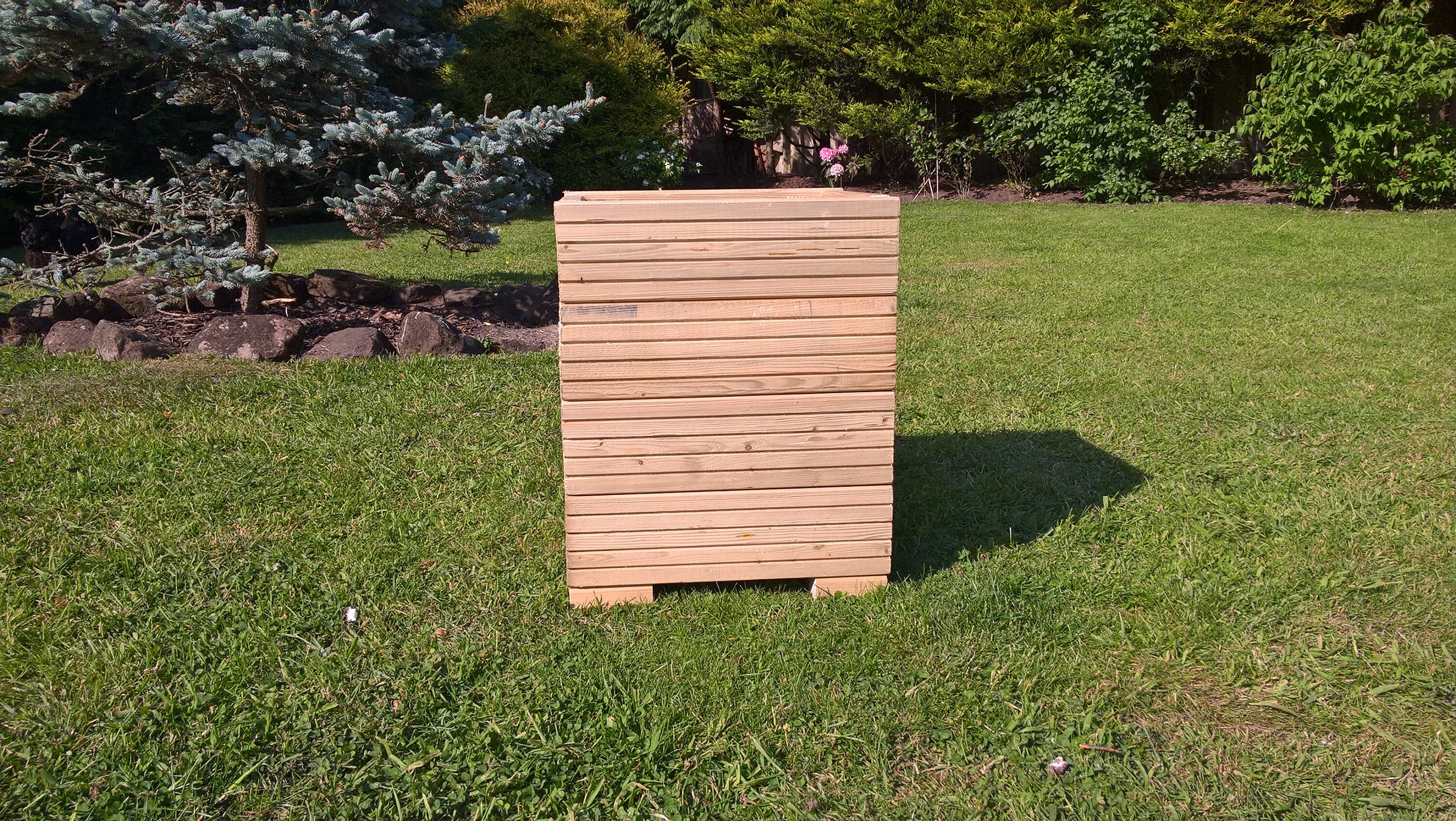 Large Square Wooden Garden Planter Wood Decking Plant Box - Etsy UK