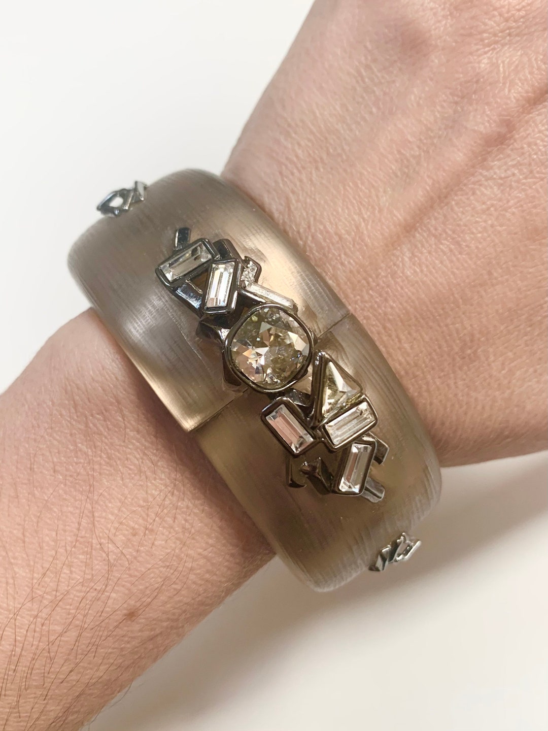 Vintage Alexis Bittar Carved Lucite Bracelet in Snake Skin Design in ...