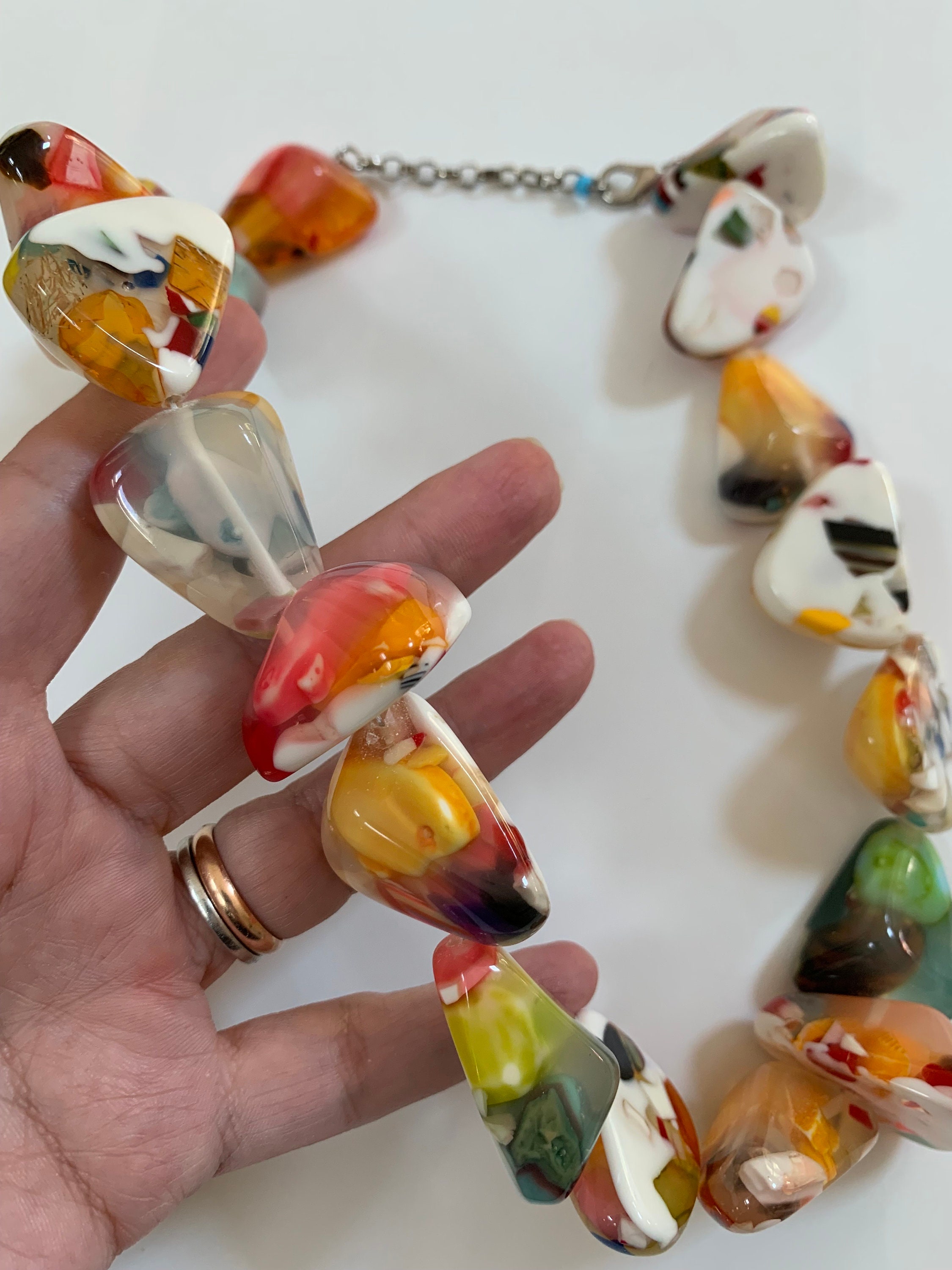 Vintage Sobral Modernist Necklace Multicolor Necklace Polygon Beads ...