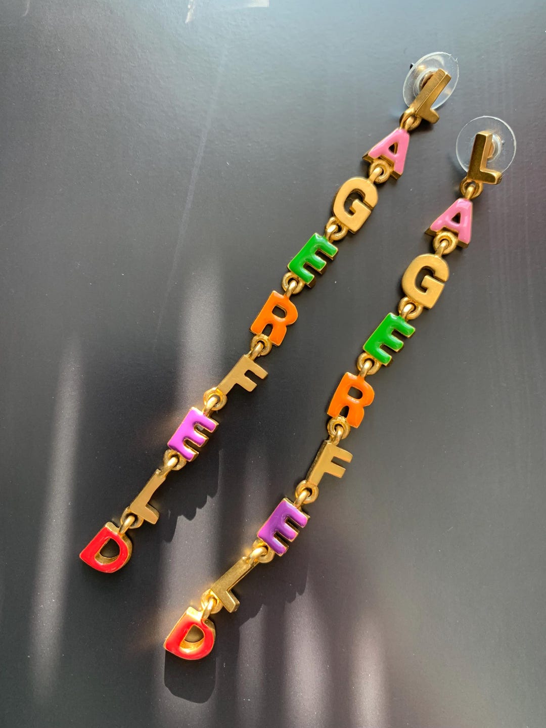 RARE Vintage Karl Lagerfeld Logo Dangle Earrings for Pierced Ears ...