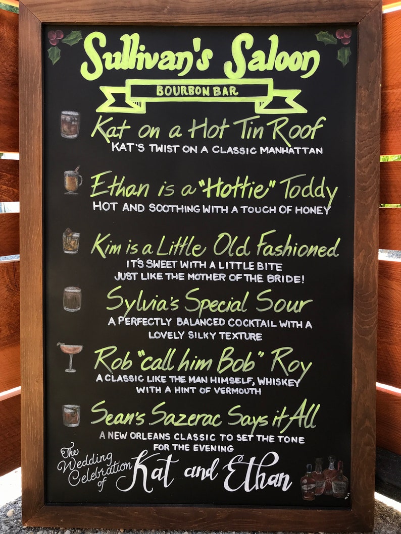Hand-lettered Chalkboard Menus (hardware Included) / Made-to-order ...