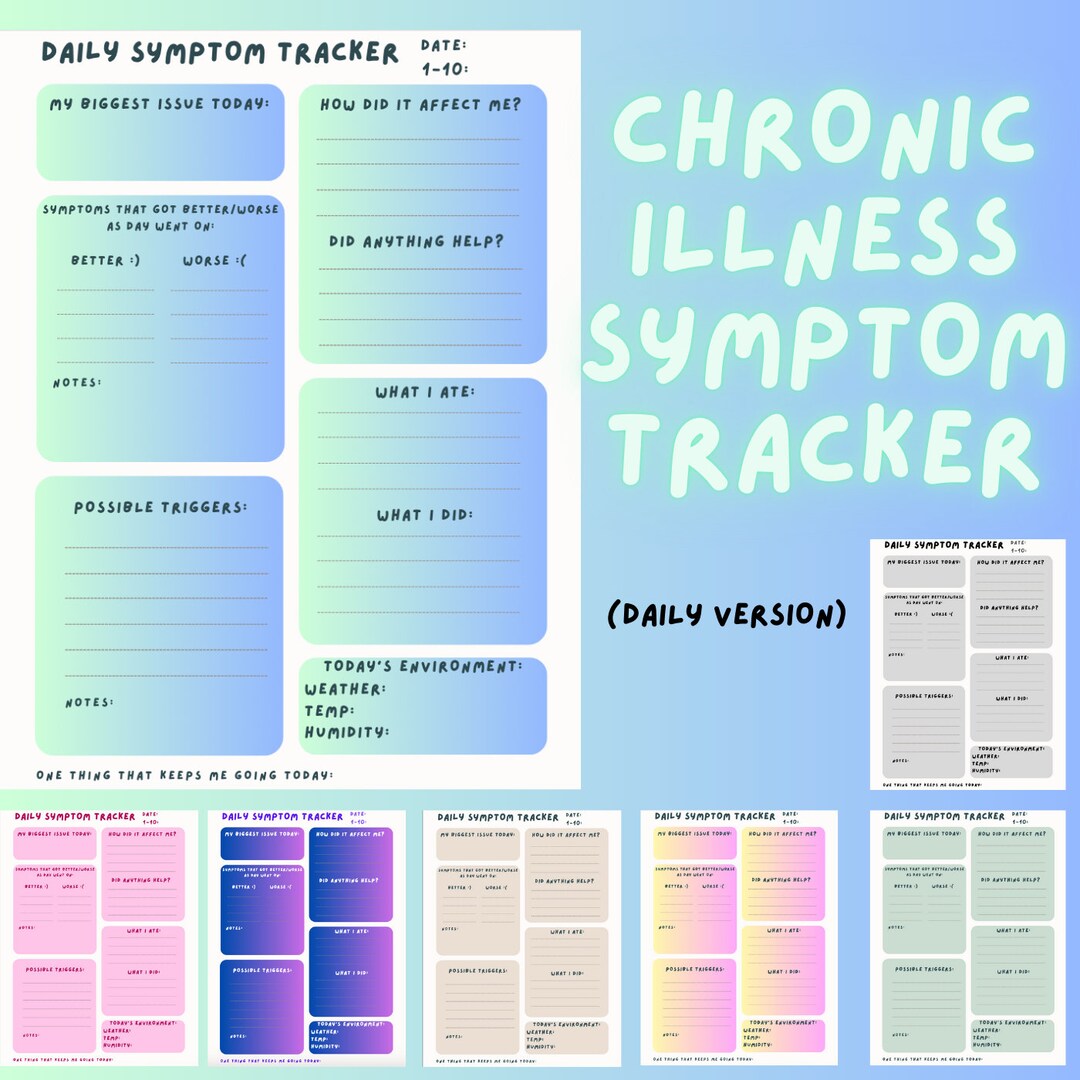 Chronic Illness or Chronic Pain Symptom Tracker- Printable PDF Daily ...