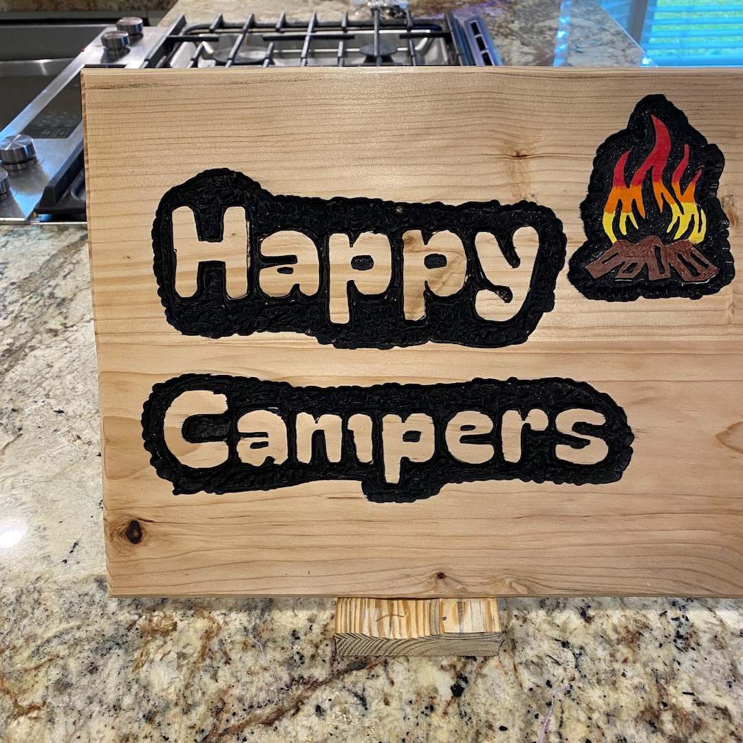 Happy Campers Hand-carved Wood Sign |ships in 1 Day | Rustic Camping ...