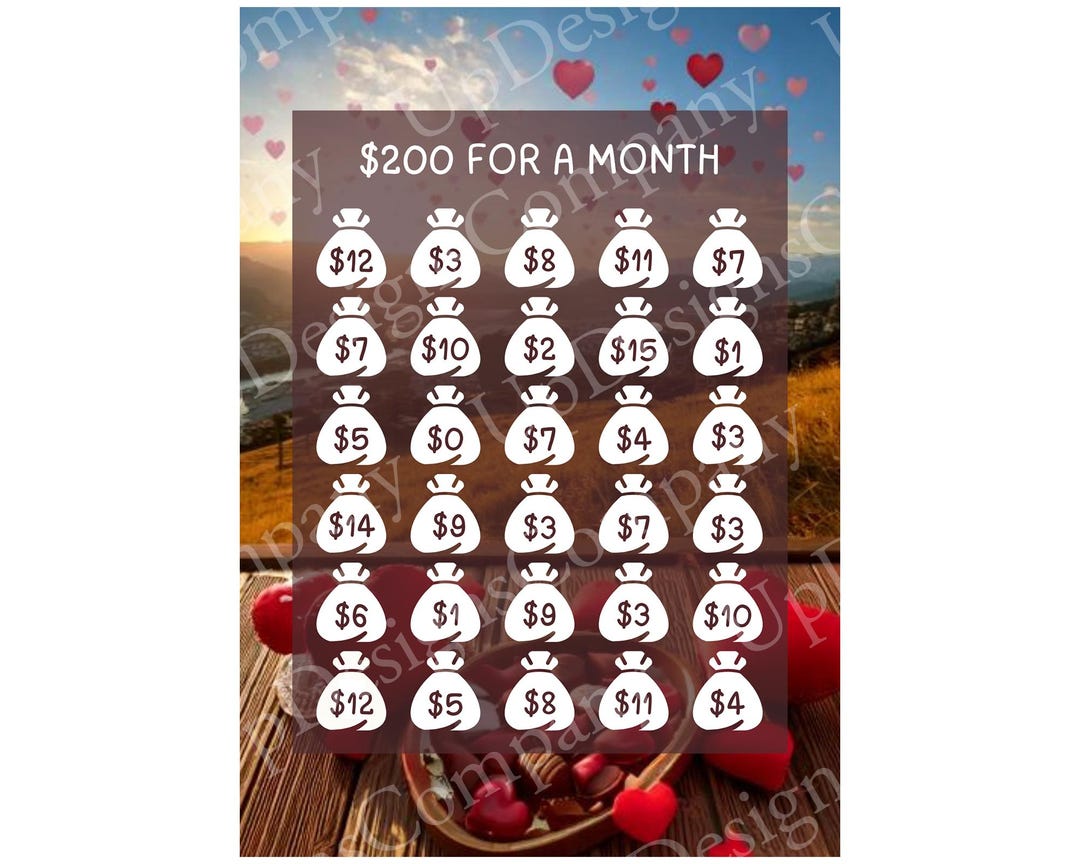 Valentines Day Money Saving Challenge, Valentines Gifts, Printable ...