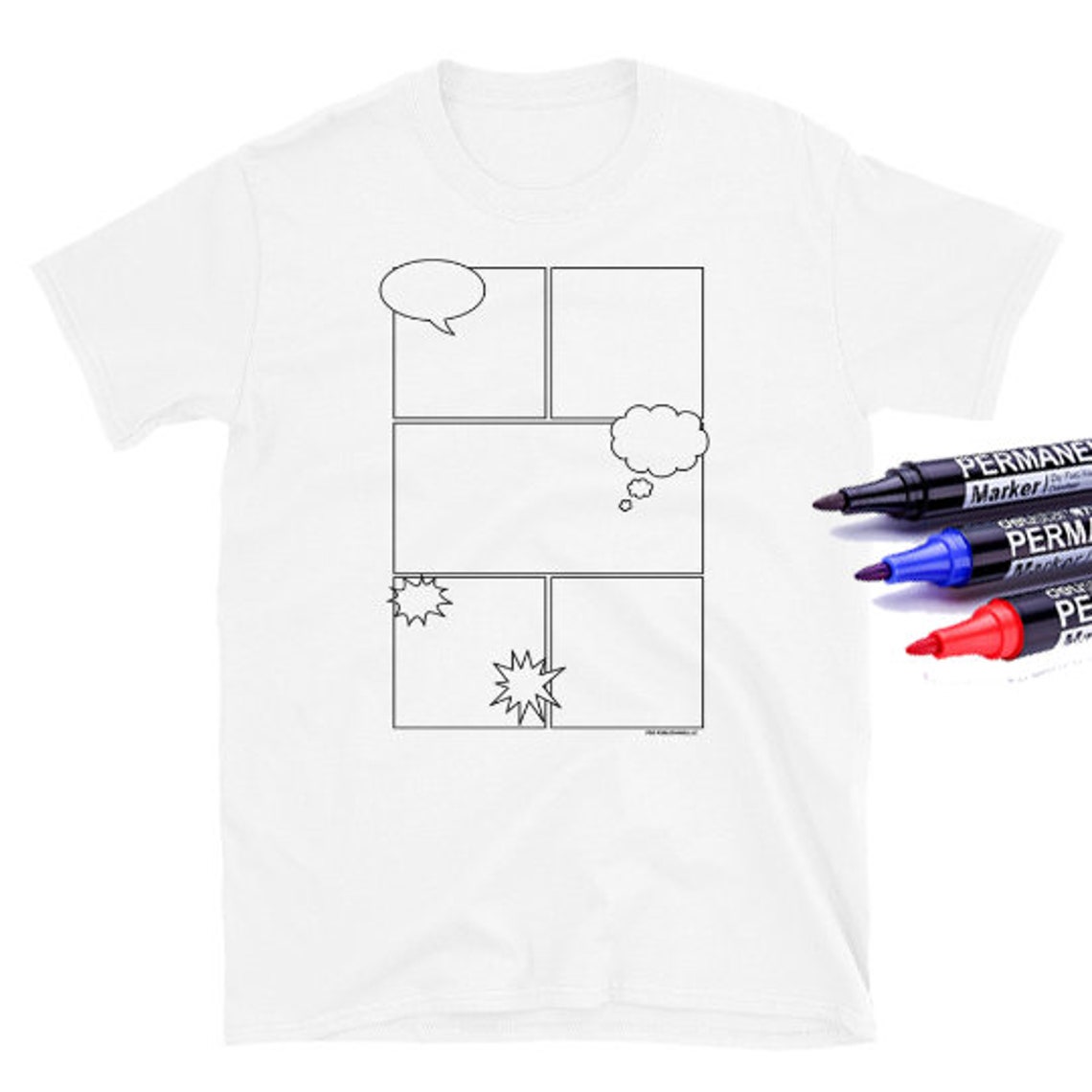 DIY Comic Book Coloring Shirt, Handmade Coloring T Shirt Template ...