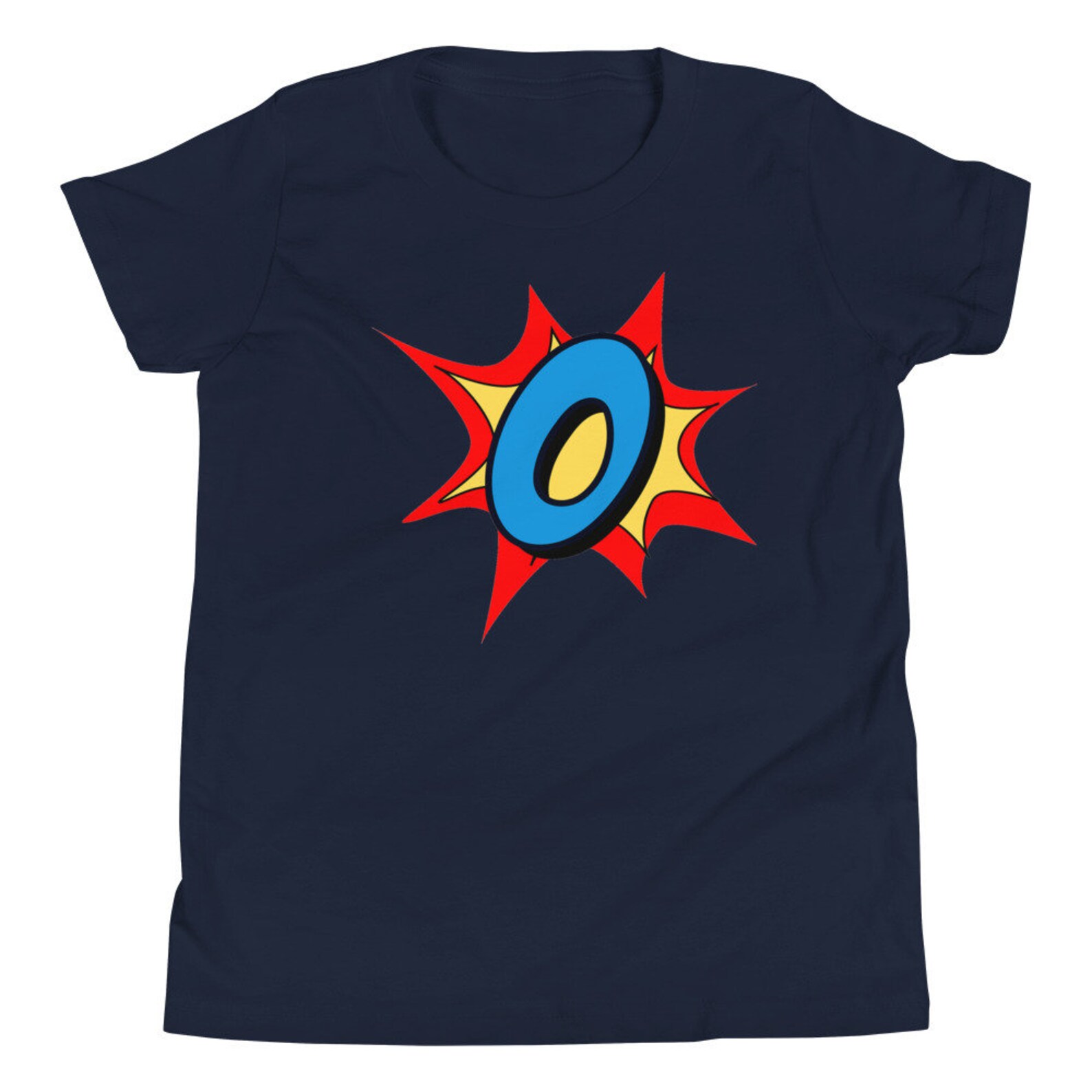Comic Hero Letter O Personalized Shirt, Unisex Youth T Shirt, Gift Idea ...