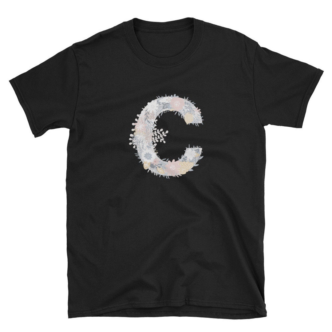 Nature Floral Monogram Letter C, T Shirt, Adult Clothing, Shirt Designs ...