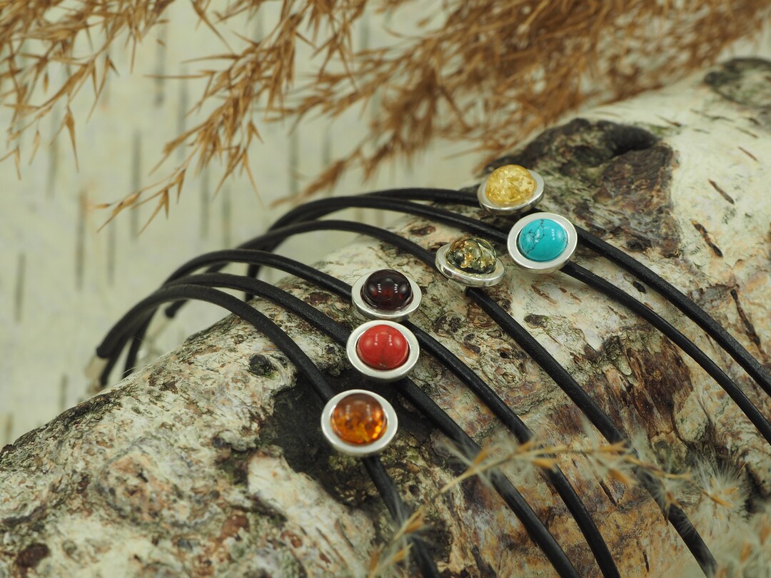 A Leather and Amber String Bracelet Genuine Amber Leather Jewellery ...