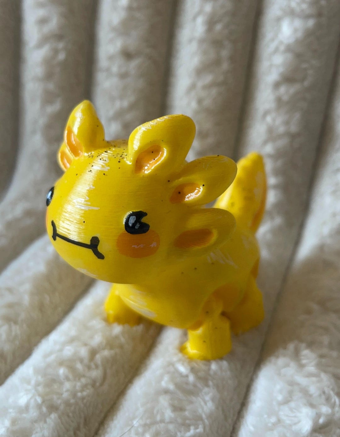 Ned the Sparkly Yellow Axolotl // 3D Printed, Hand Paint, Ooak - Etsy