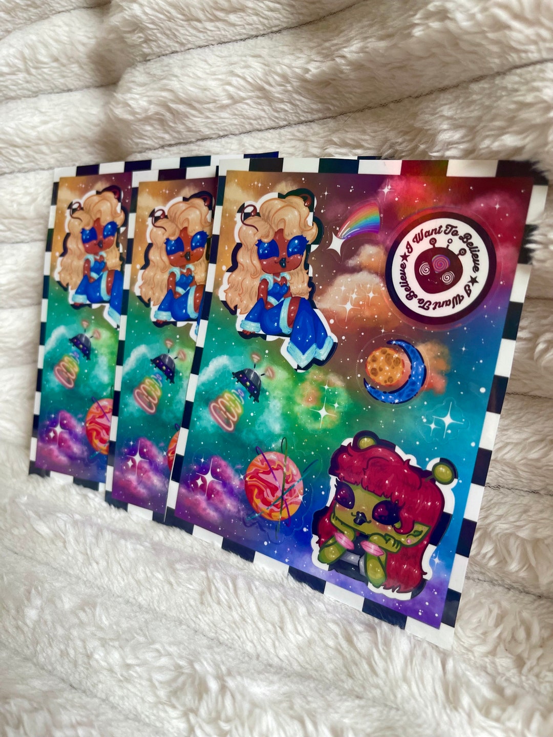 Space Mania Sticker Sheet! // Alien, Stickers, Holographic Sticker ...