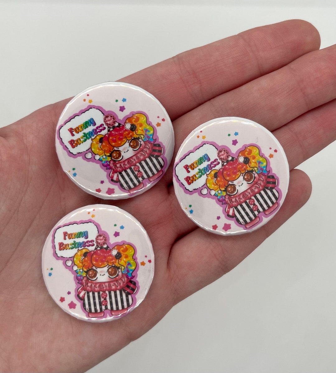 Funny Business Pin Back Button // Kawaii, Clown, Clowncore, Pins - Etsy