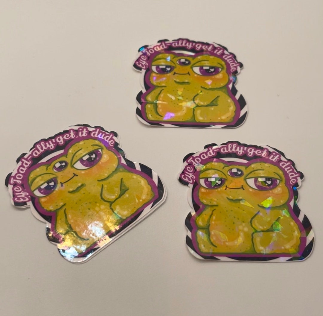 Tina the Three Eyed Toad Pun Sticker // Holographic, Kawaii, Vinyl ...