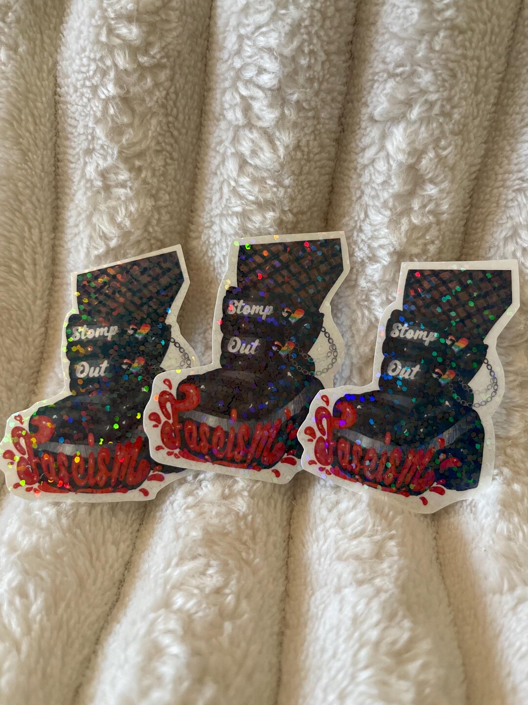 Stomp Out Fascism // Holographic, Die Cut Stickers - Etsy