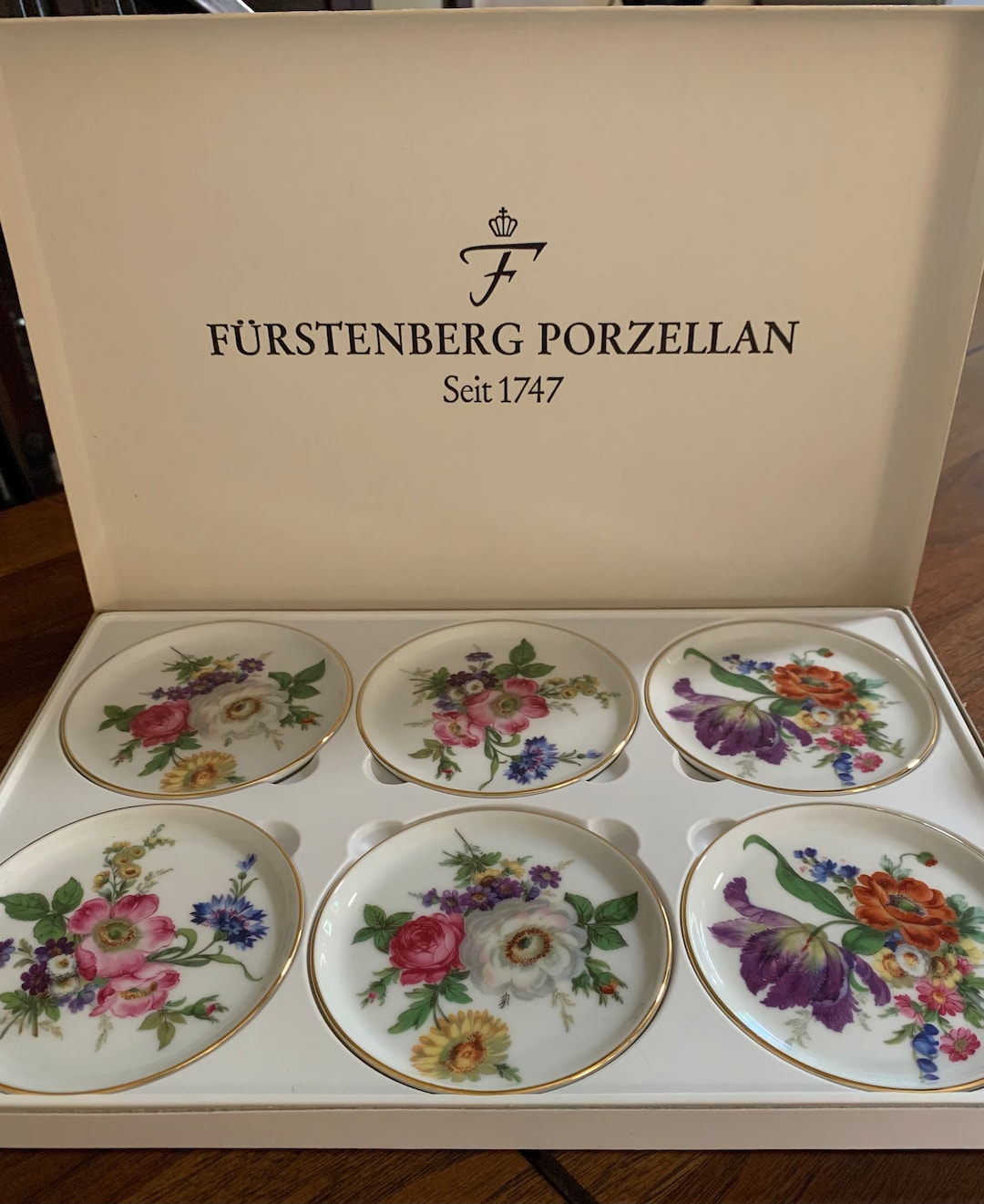 Vintage Furstenberg Porcelain Set 6 4 Plates Marked - Etsy