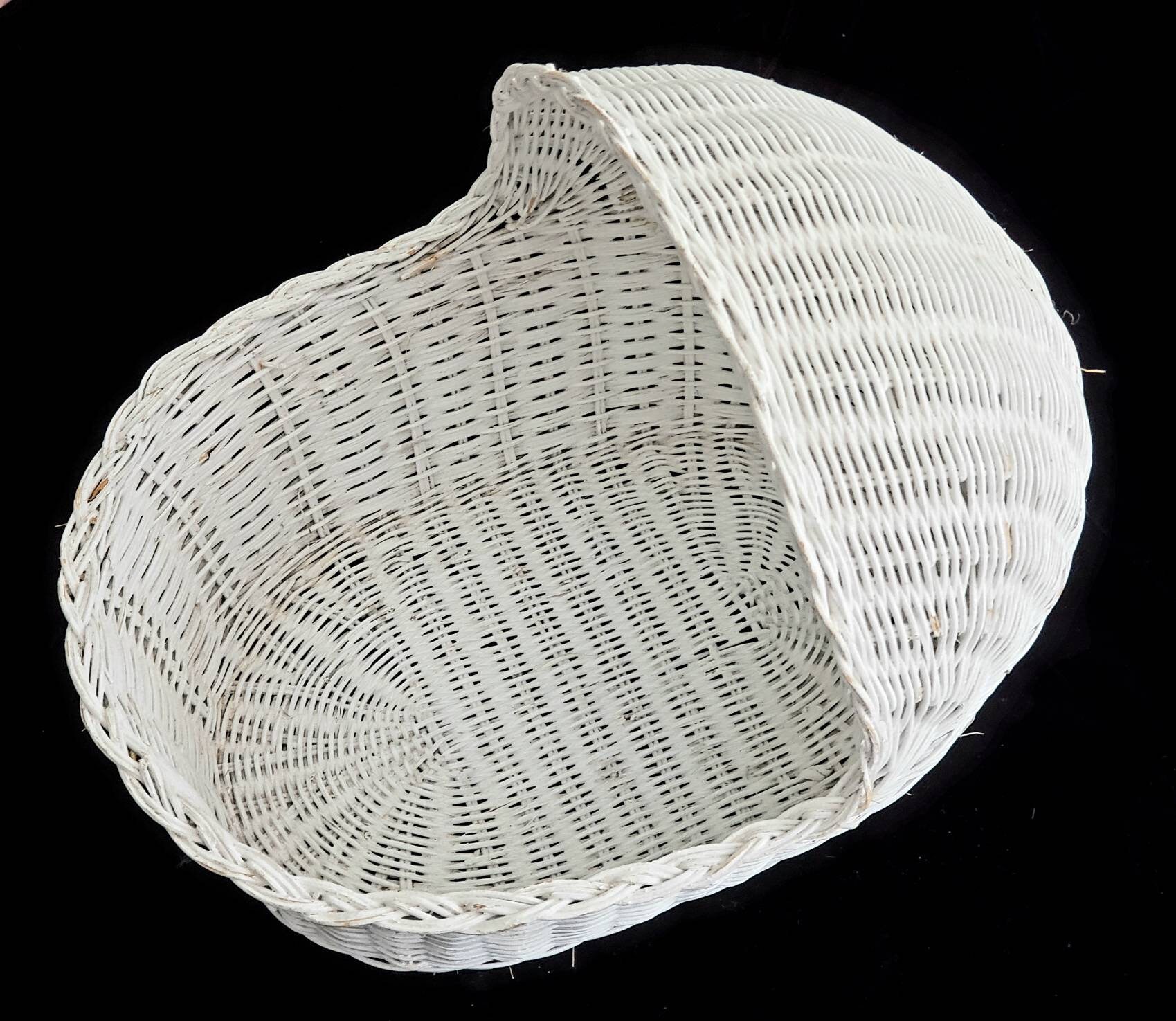 Vintage Wicker BASSINET Cradle White Woven Rattan Wicker Baby | Etsy