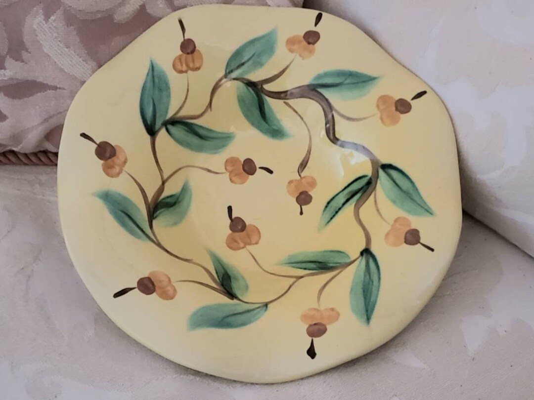 Southern Living Hand Painted Garden of Gold Bowl Ruffled Bowl Vintage ...