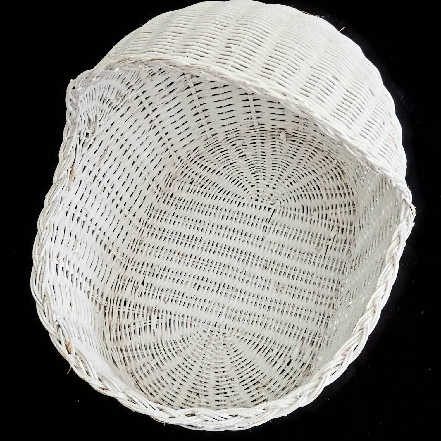 Vintage Wicker BASSINET Cradle White Woven Rattan Wicker Baby - Etsy