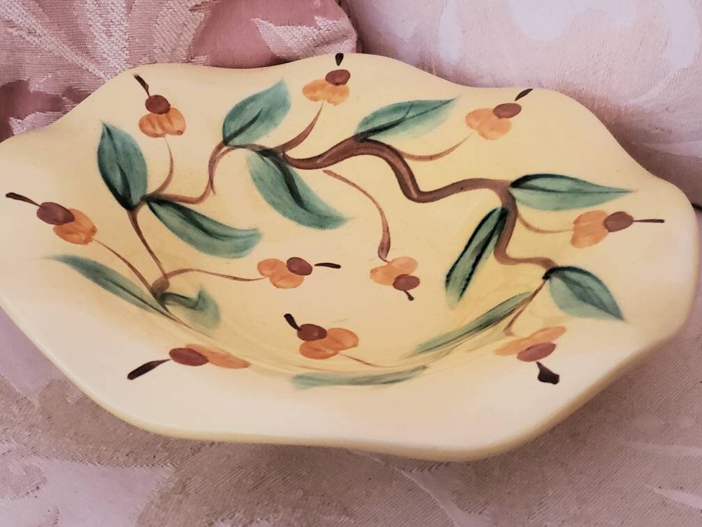 Southern Living Hand Painted Garden of Gold Bowl Ruffled Bowl Vintage ...