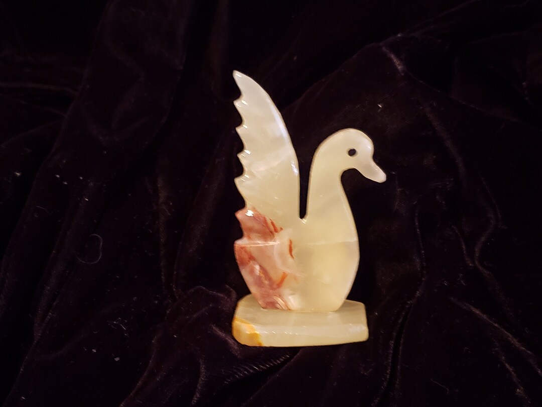 Stone Swan Vintage Onyx Swan/onyx Figurine Sculpture/swan Statue/swan ...