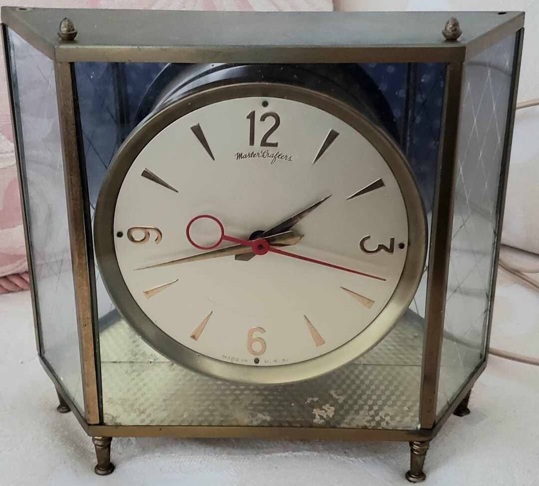 MASTER CRAFTERS Mantel Clock Vintage Brass and Glass Electric Clock ...