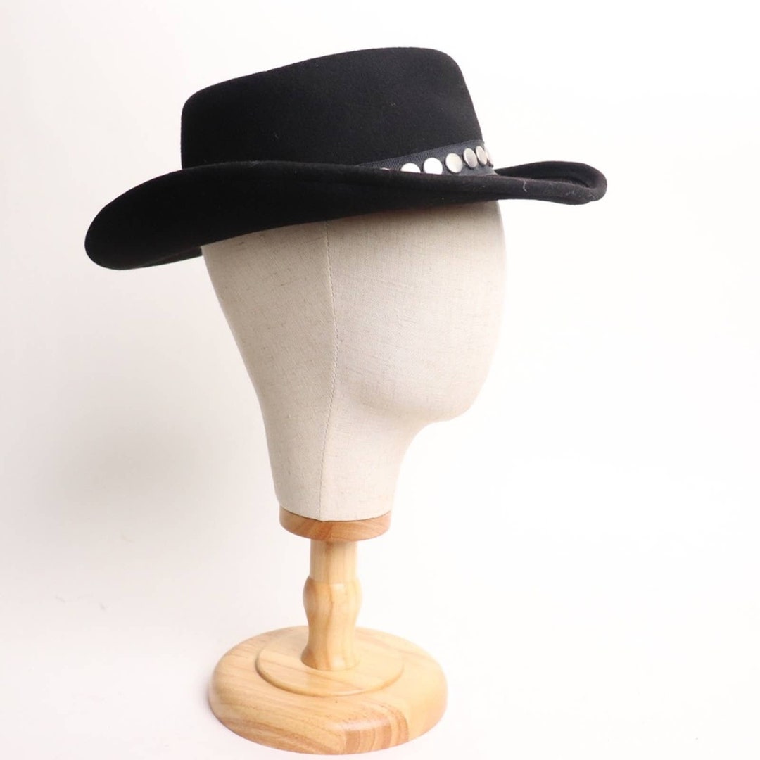 Vintage USA Made Black Wool Western Hat With Silver Rivets Woolmark ...