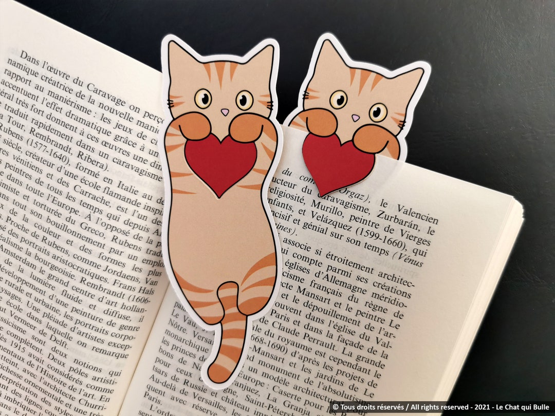 Laminated Bookmarks Ginger Cat in Love - Etsy