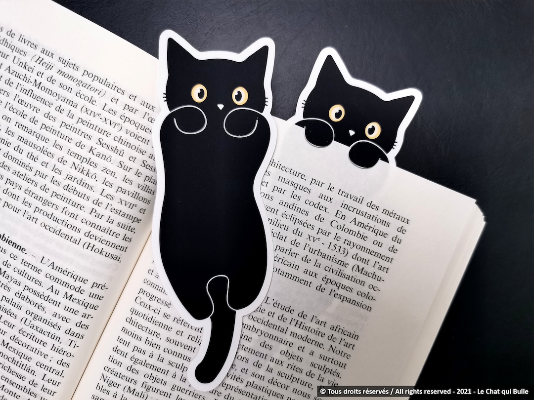 Marque-pages pelliculé chat noir - Etsy France