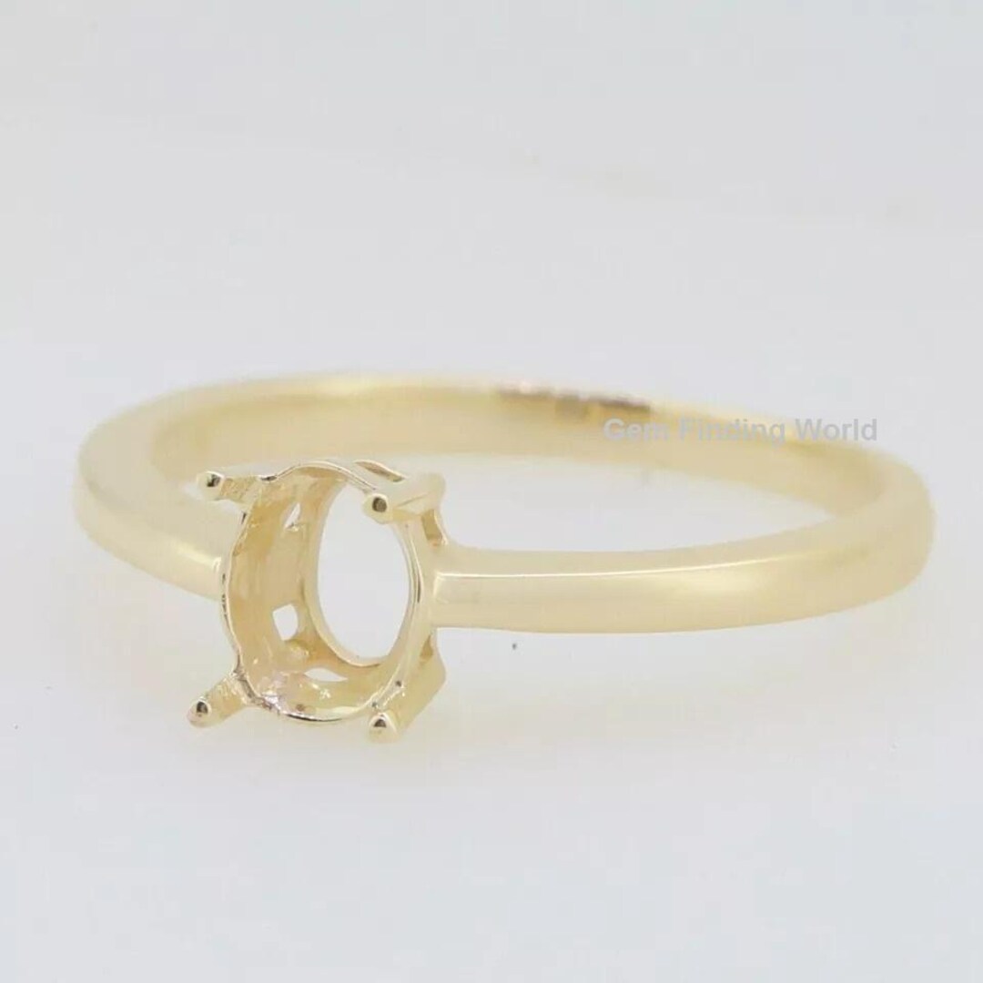 Sterling Silver Oval Ring Setting, Open Ring Setting, Ring Base ...