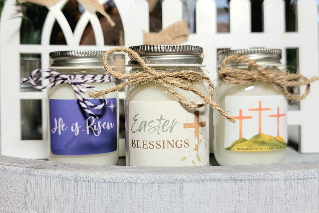 Religious Easter Mini Candle Bundle, Church Gifts, He is Risen, Easter ...