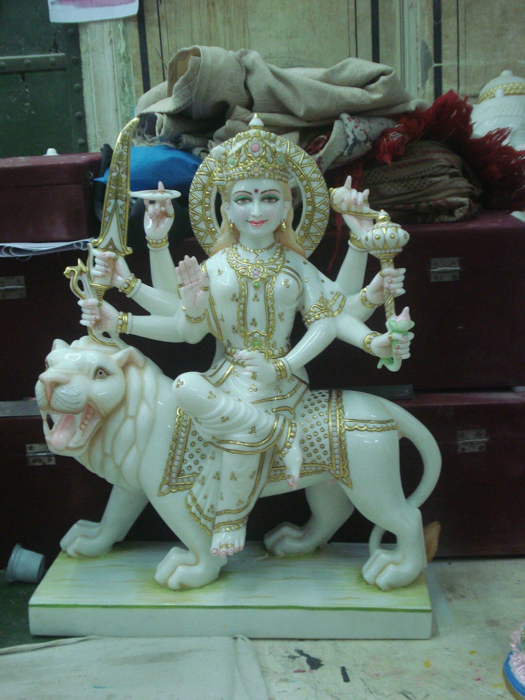 White Makrana Marble Maa Durga Statue Ambey Mata 24 Inches - Etsy