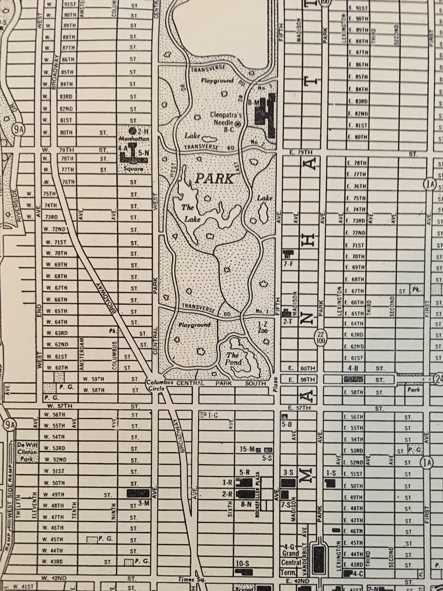 Vintage Manhattan Map // 1943 Original Framed Map of Manhattan ...