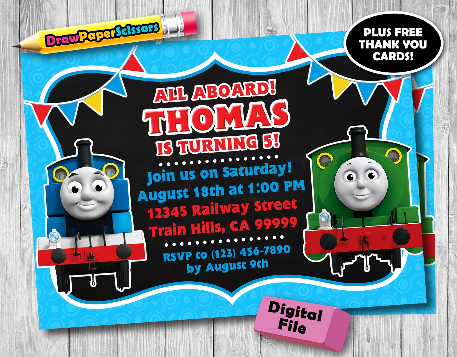 Thomas the Train Birthday Invitation digital Download Thomas the Train ...
