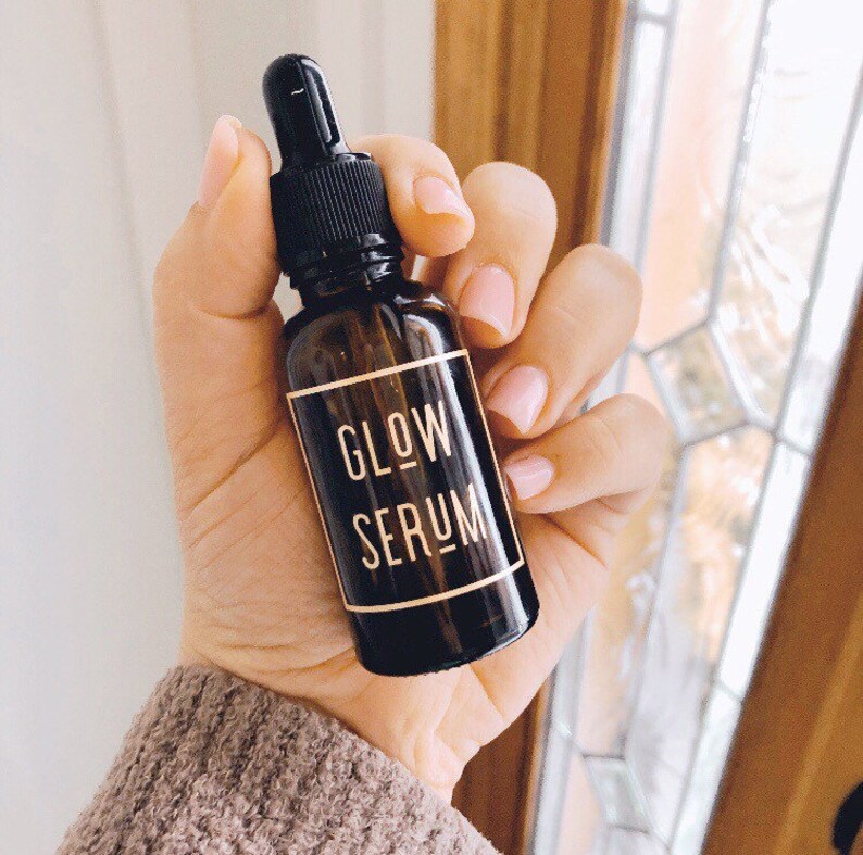 Glow Serum dropper bottle w/ label | Etsy