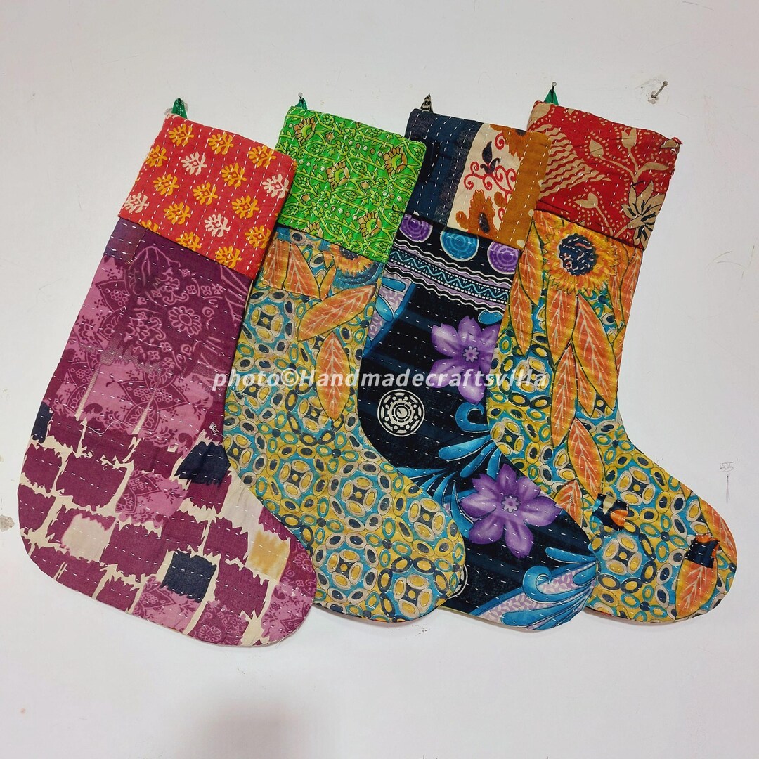 Kantha Stocking Christmas Decorative Stocking Vintage Stocking Handmade