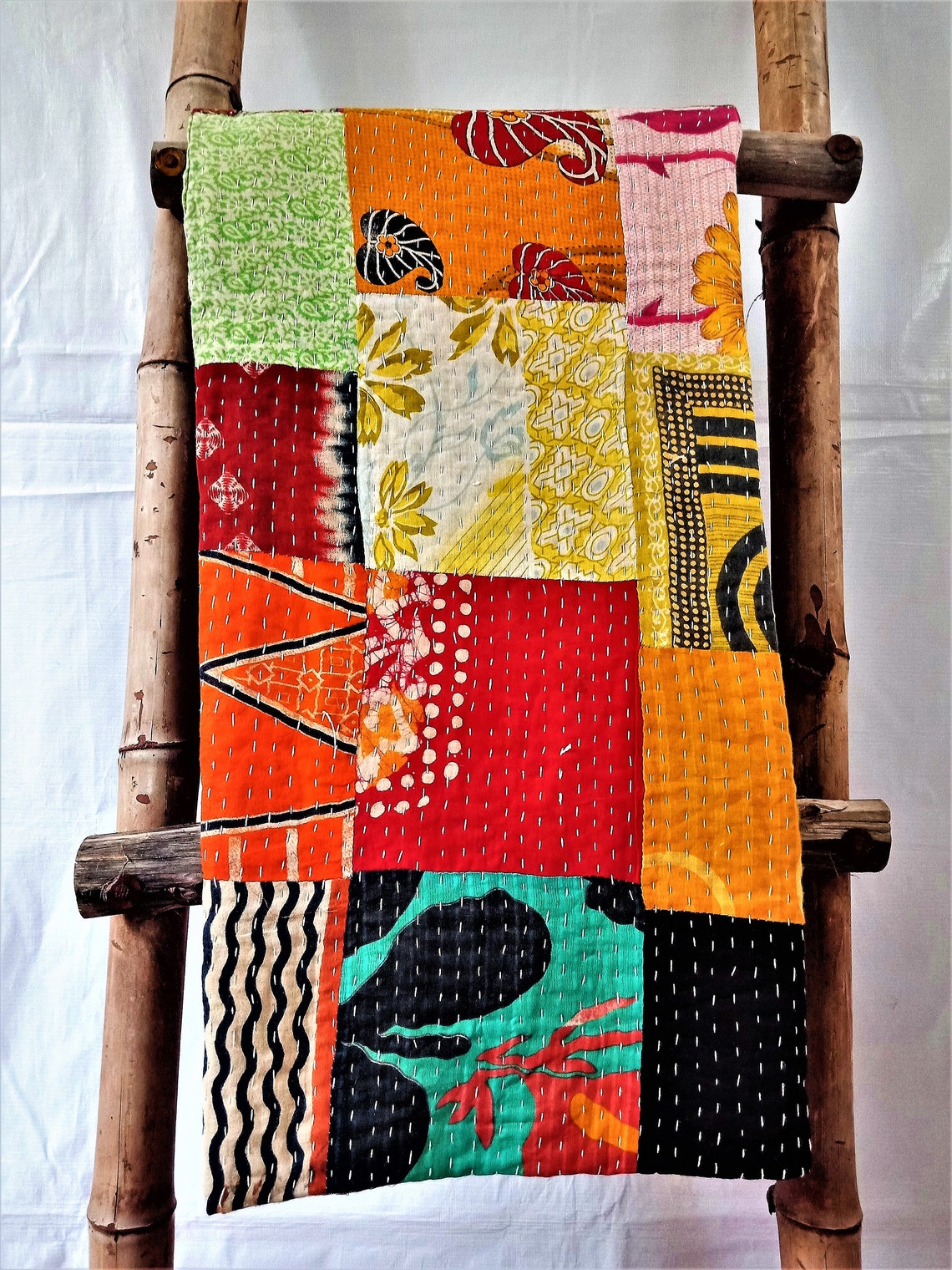 Assorted Indian Vintage Artisan Hand-Stitched Patchwork | Etsy