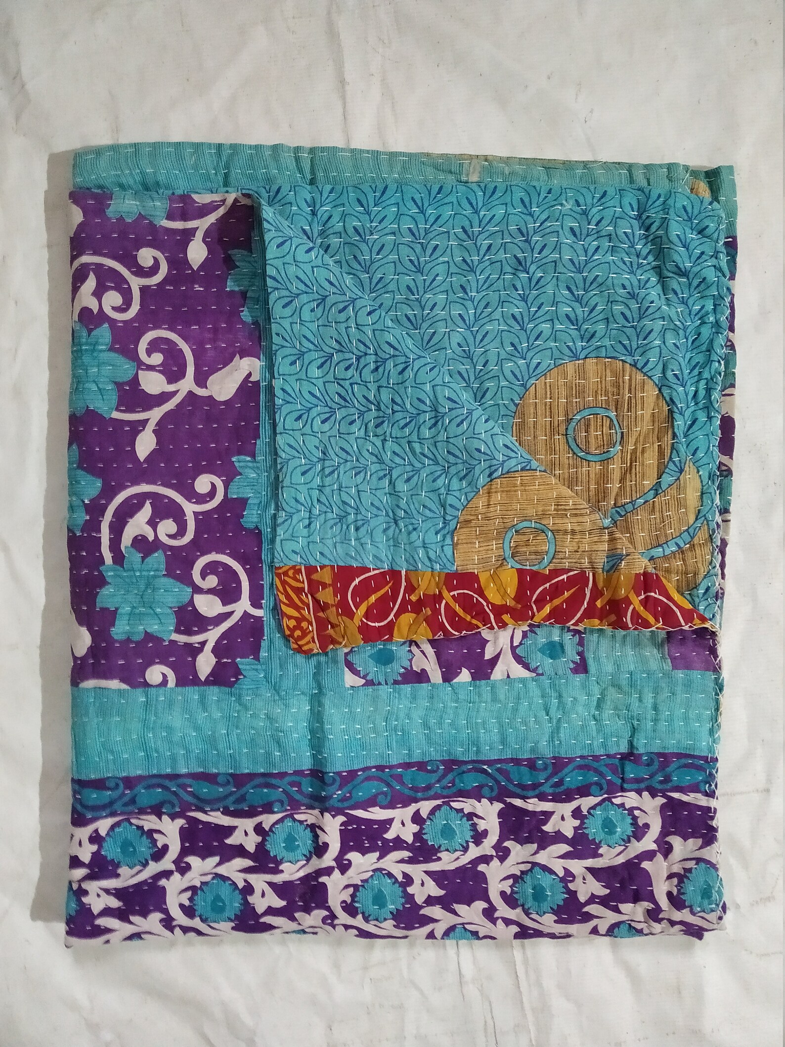 Wholesale Lot Indian Sari Quilt Kantha Throw Blanket Antique | Etsy