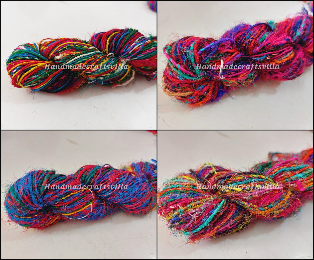 Sari Silk Yarn Recycled Sari Silk Yarn 5 Meter per Lot Multicolored ...
