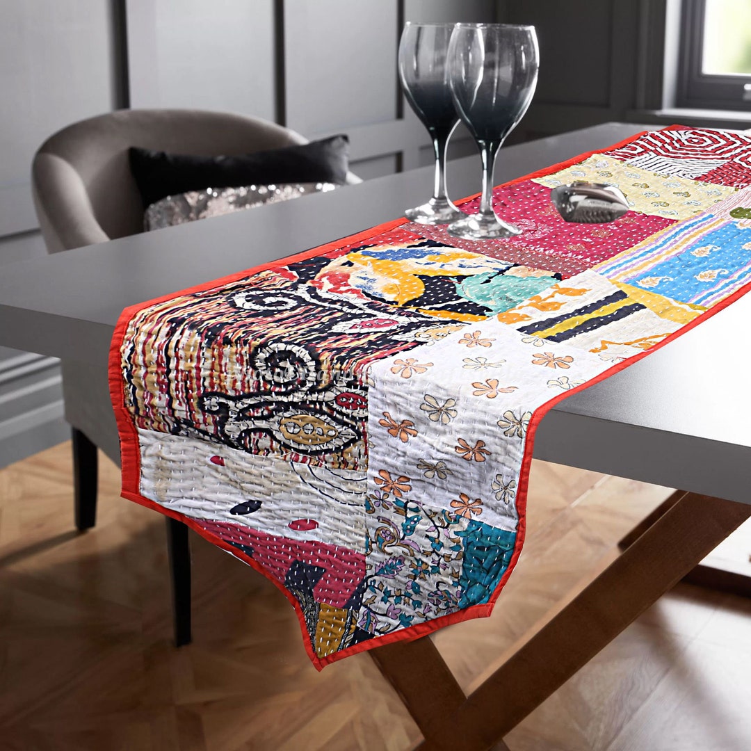 Vintage Kantha Patchwork Table Runner Kitchen Decor Table 18x72 ...