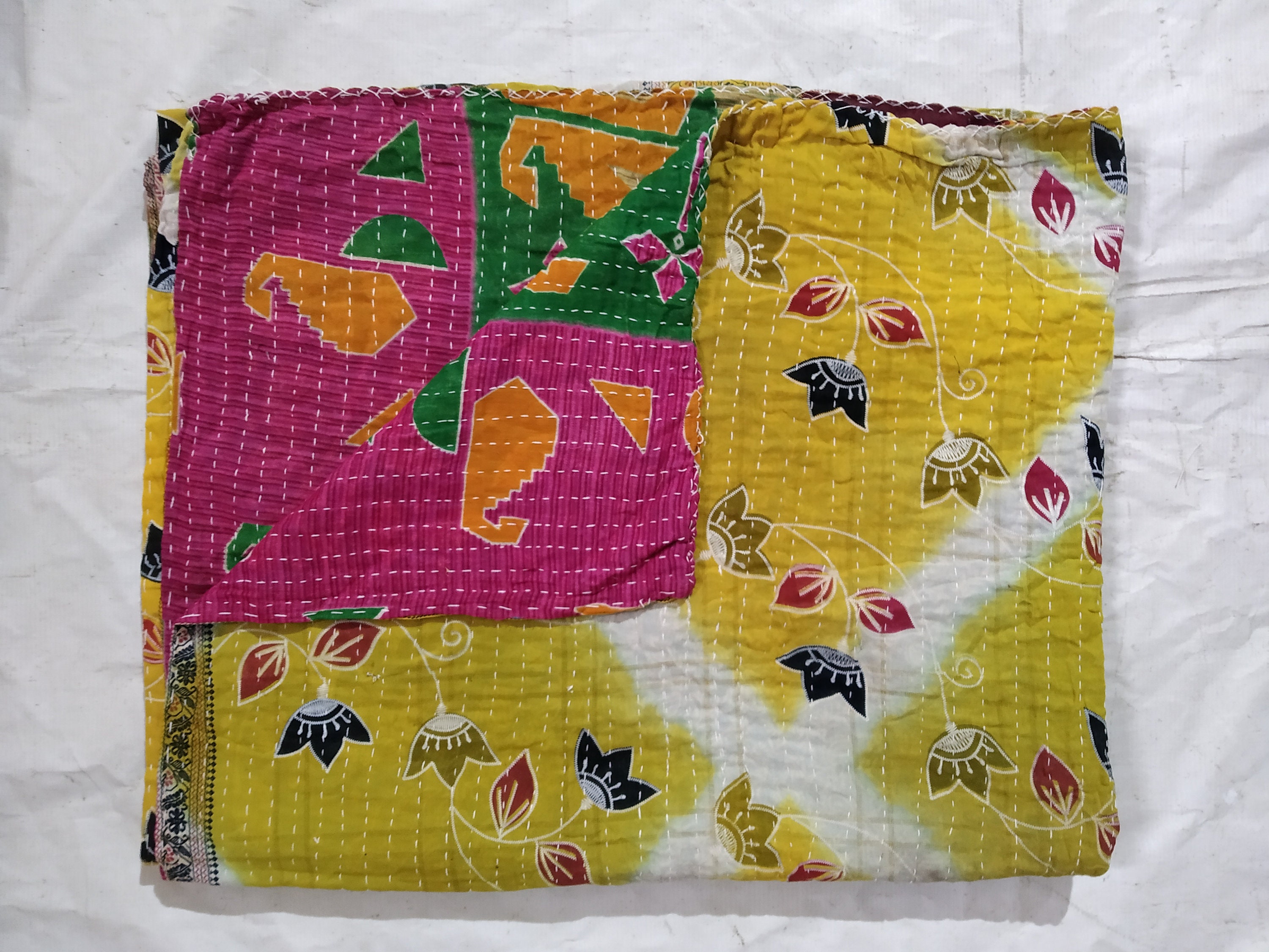 Wholesale Lot Indian Sari Quilt Kantha Throw Blanket Antique - Etsy