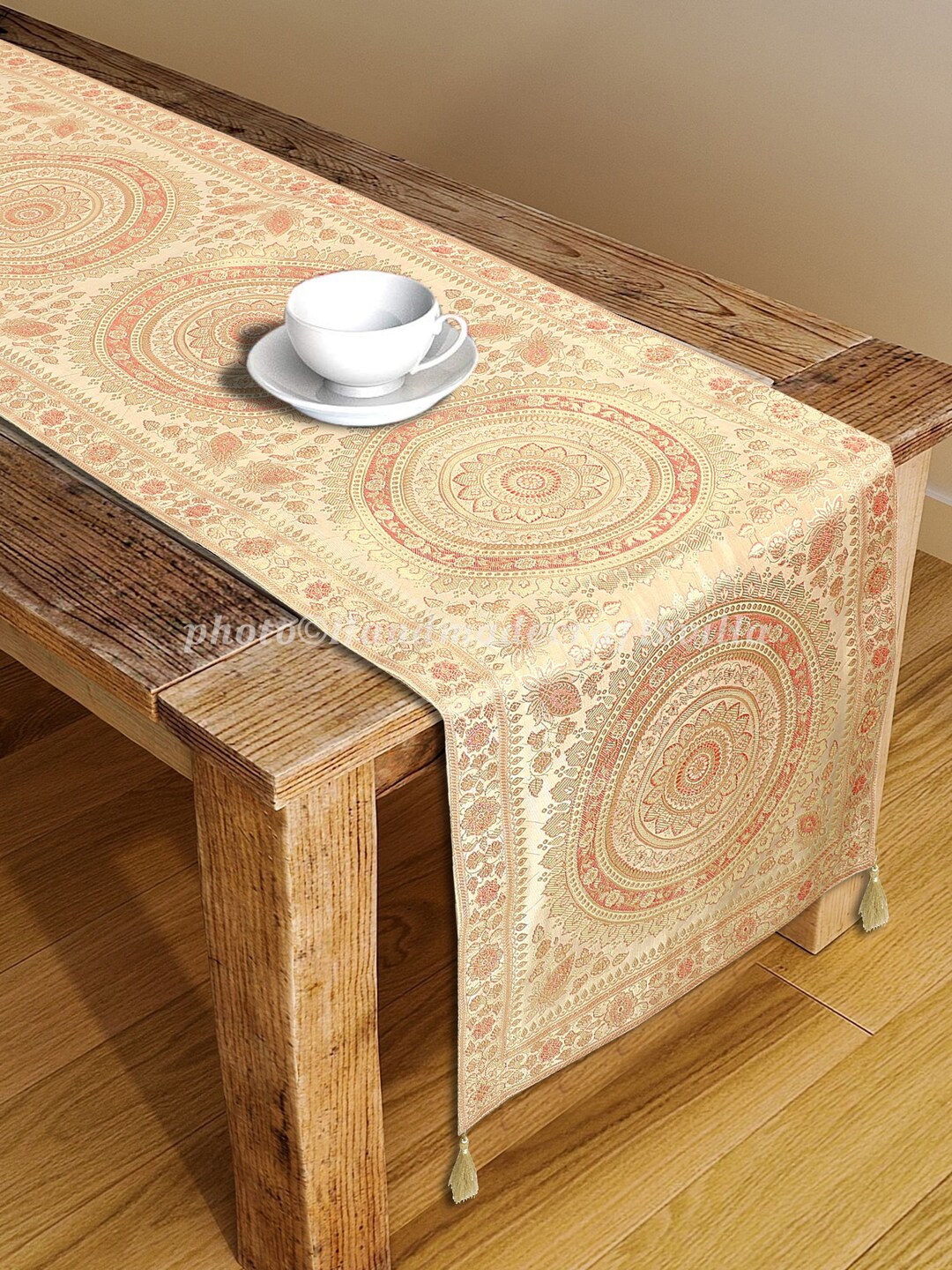 Kantha Bohemian Handmade Dining Table Runner Silk Pattern Mandala Table ...