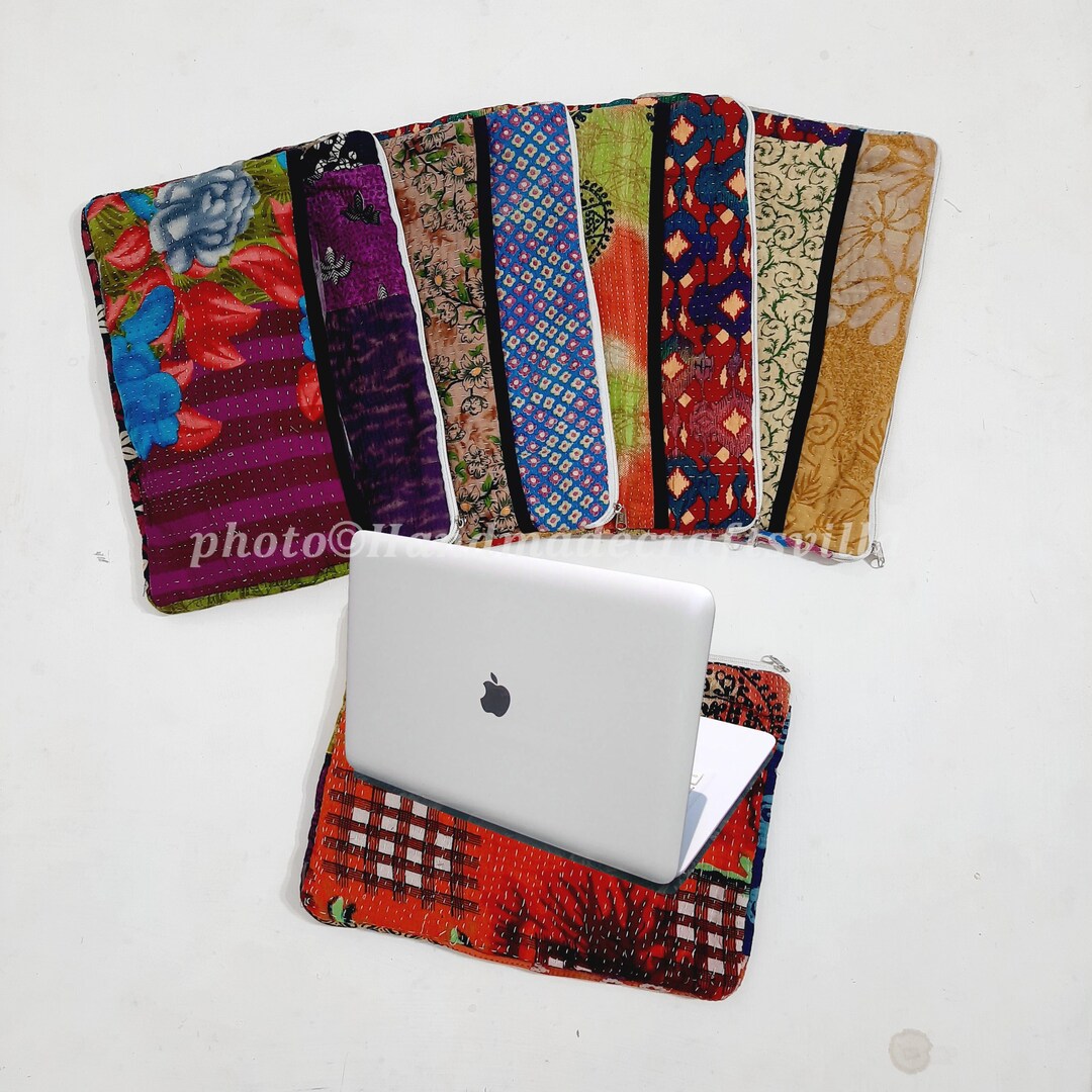 Vintage Kantha Handmade Mac Book Cover Set of 2 Pcs With Pocket 13 - Etsy