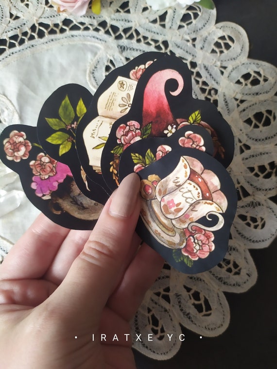 Cute Art Stickers Glossy Sticker Flakes Cute Botanical Witch Sticker ...