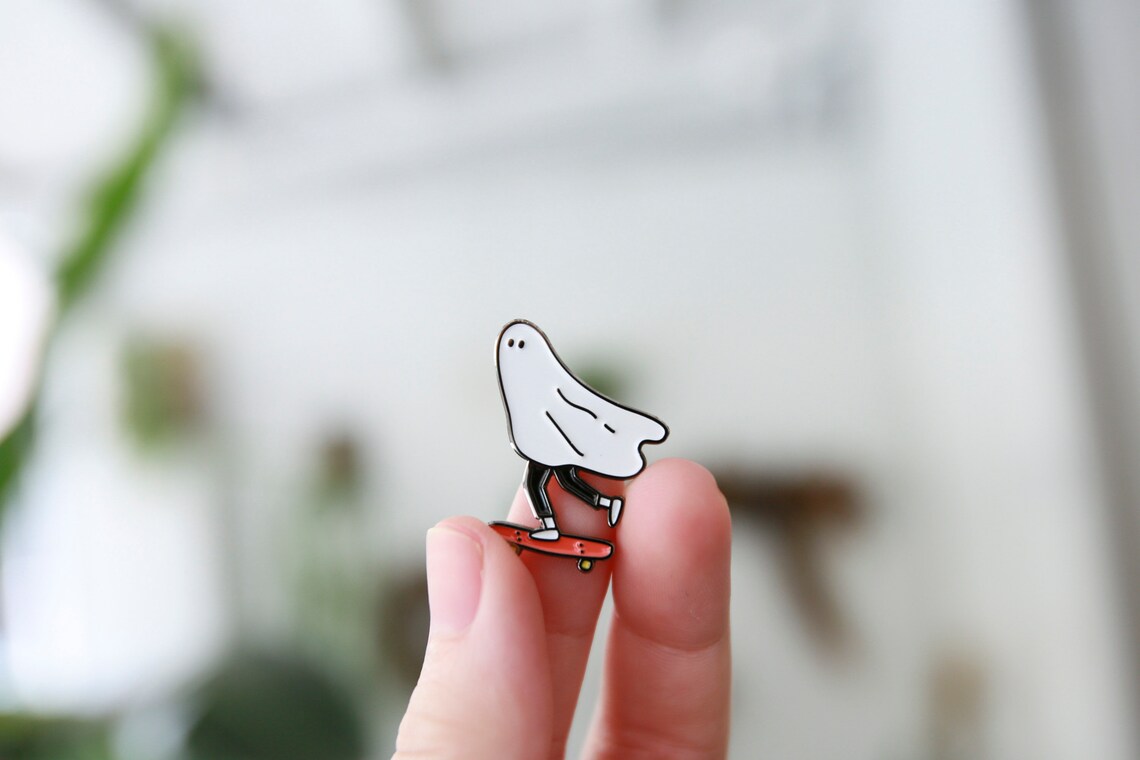Skateboard Ghost (red) Pin - Etsy