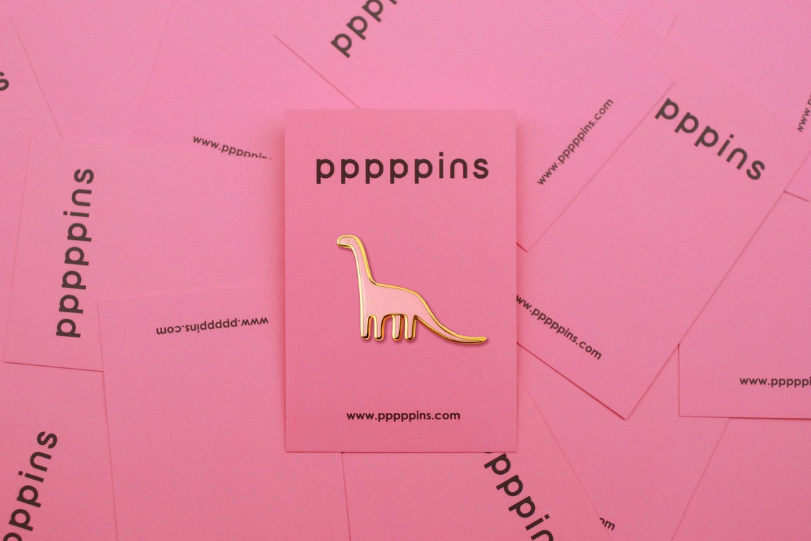Pink Dino Enamel Pin | Etsy