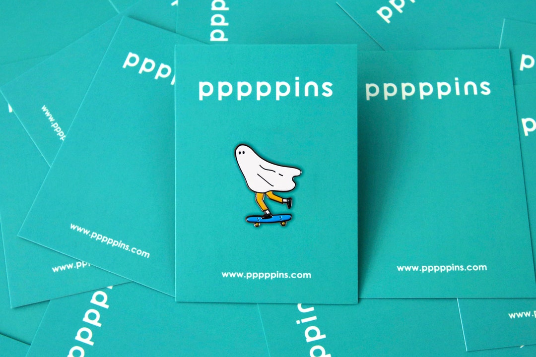 Skateboard Ghost (blue) Pin - Etsy