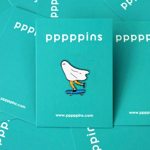 Skateboard Ghost (blue) Pin - Etsy